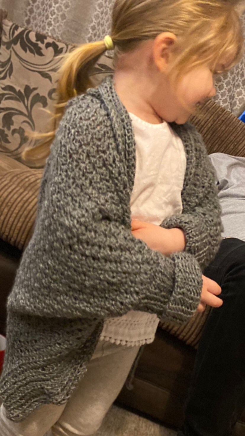 Adult sized grey rectangle sweater cardigan hand made crochet | Etsy