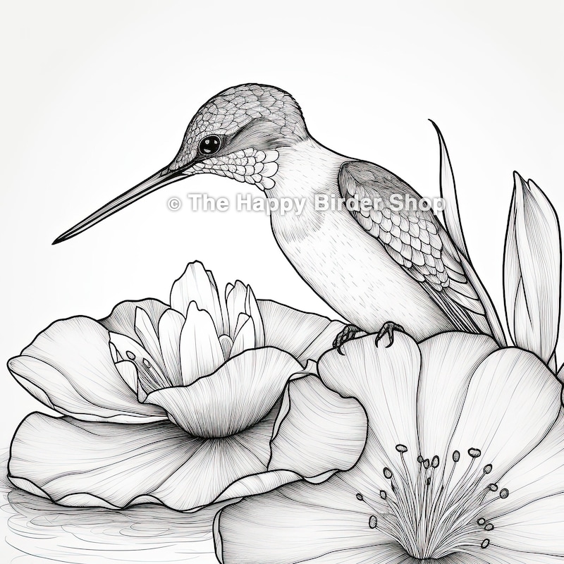Hummingbird Color Pages - Etsy