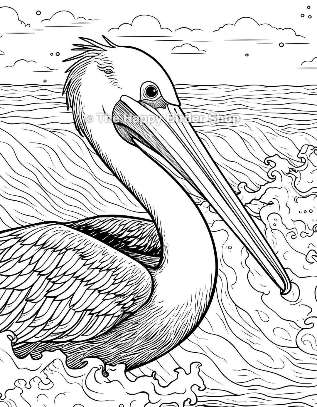 Pelican Coloring Book Page | Printable Pelican Coloring Page | Instant ...