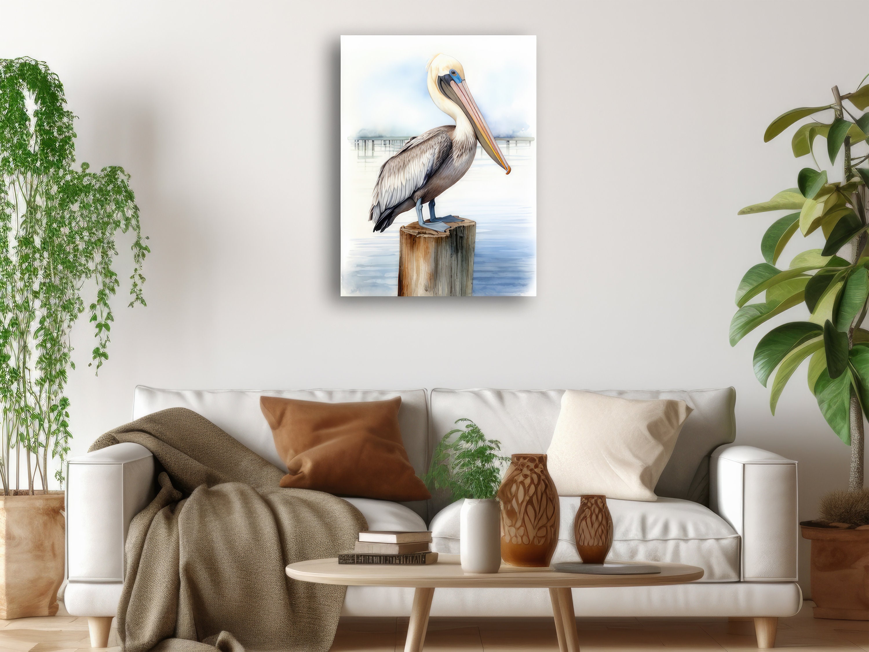 Watercolor Pelican Printable Wall Art Coastal Decor Pelican Art Coastal ...