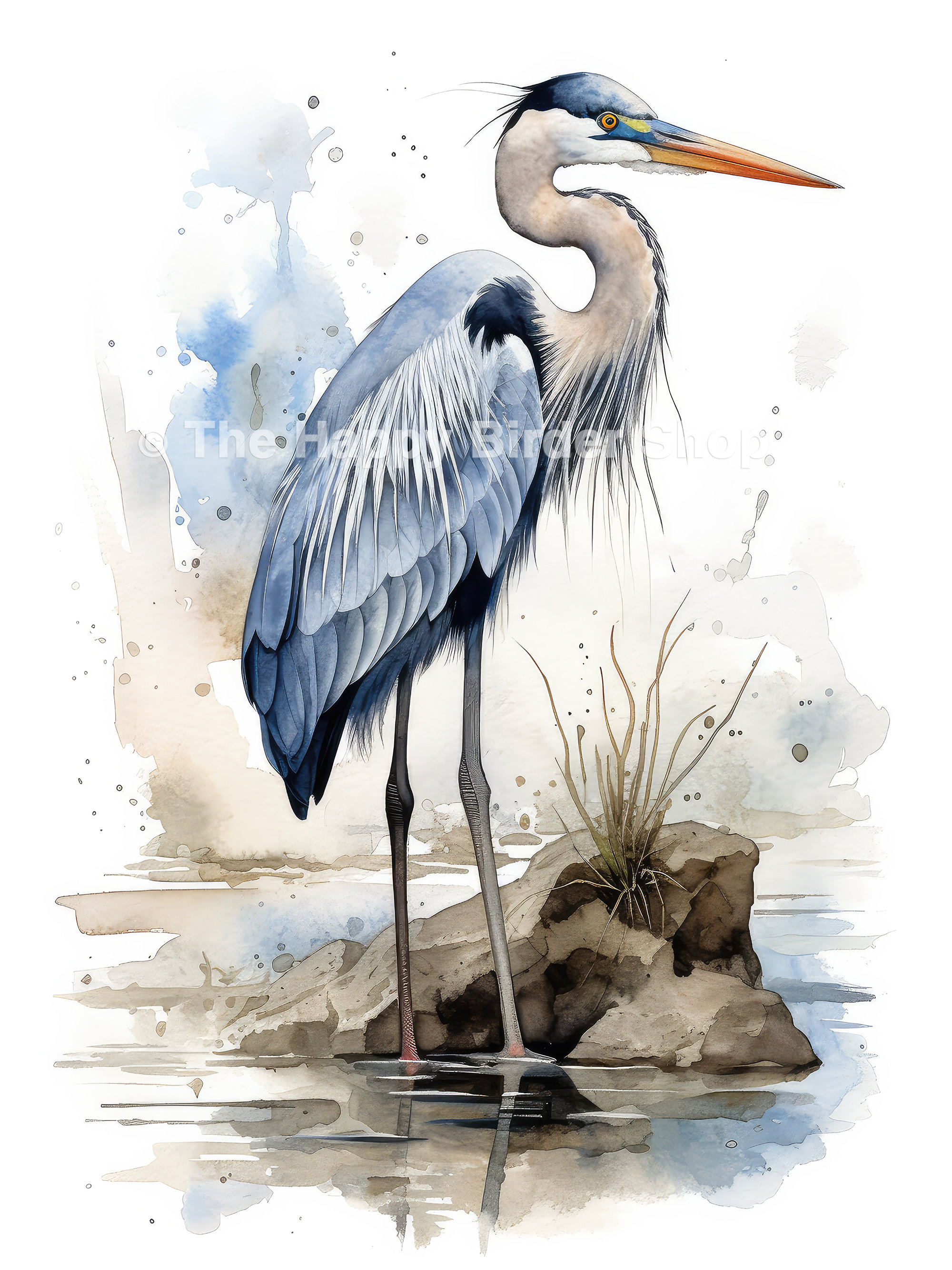 Great Blue Heron Print, Set of 4 Printable Wall Art, Coastal Decor Bird ...