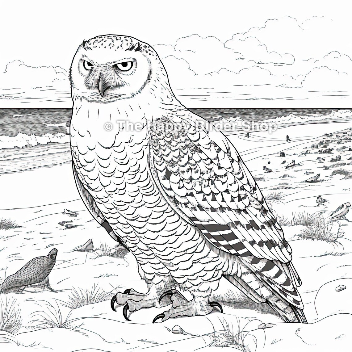 Snowy Owl Coloring Book Page | Printable Adult Coloring Page | Instant ...
