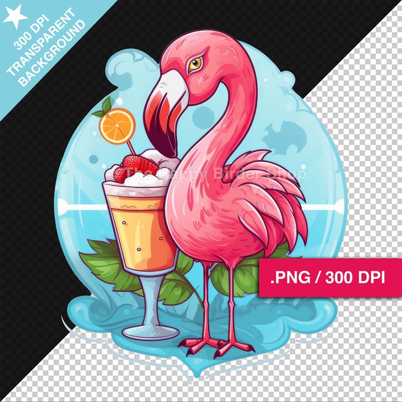 Flamingo Clipart Pink Flamingo Graphic Flamingo Illustration Digital ...