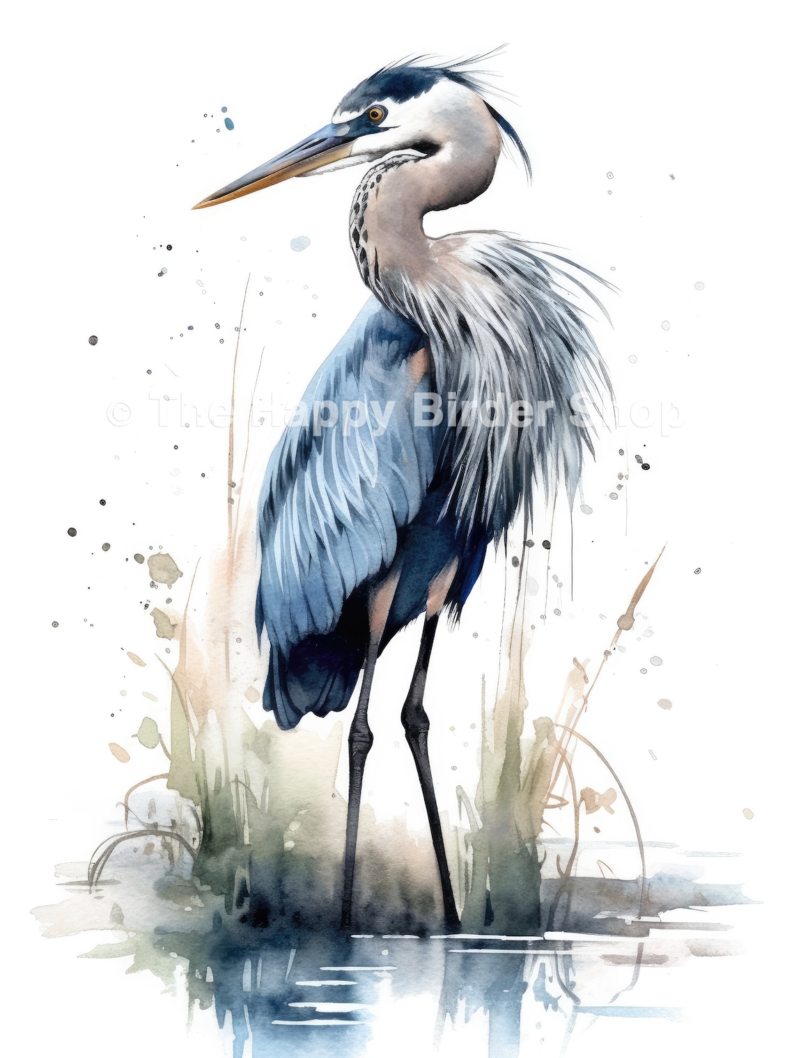 Great Blue Heron Print, Set of 4 Printable Wall Art, Coastal Decor Bird ...