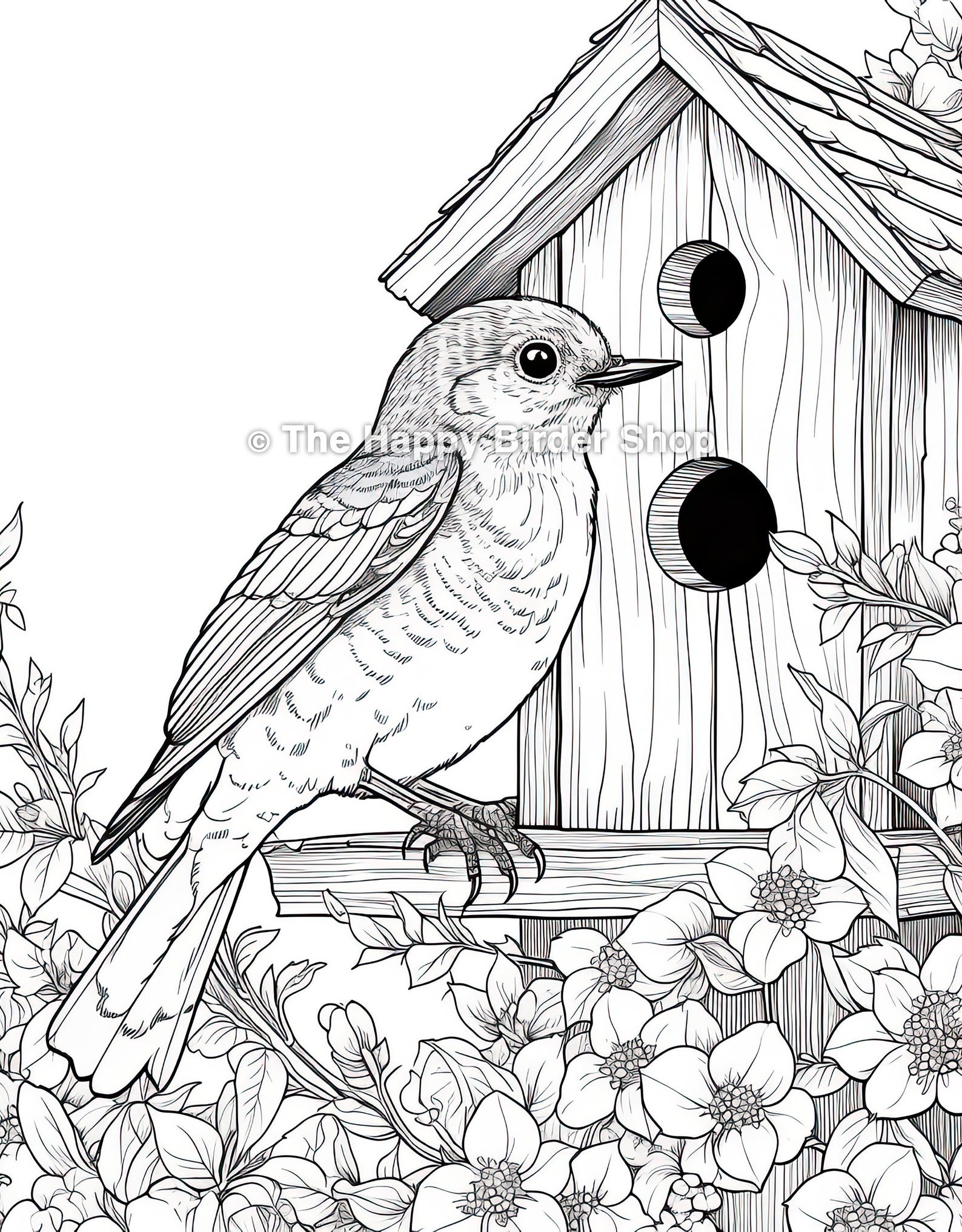 Eastern Bluebird | Coloring Book Page | Printable JPG | Instant ...