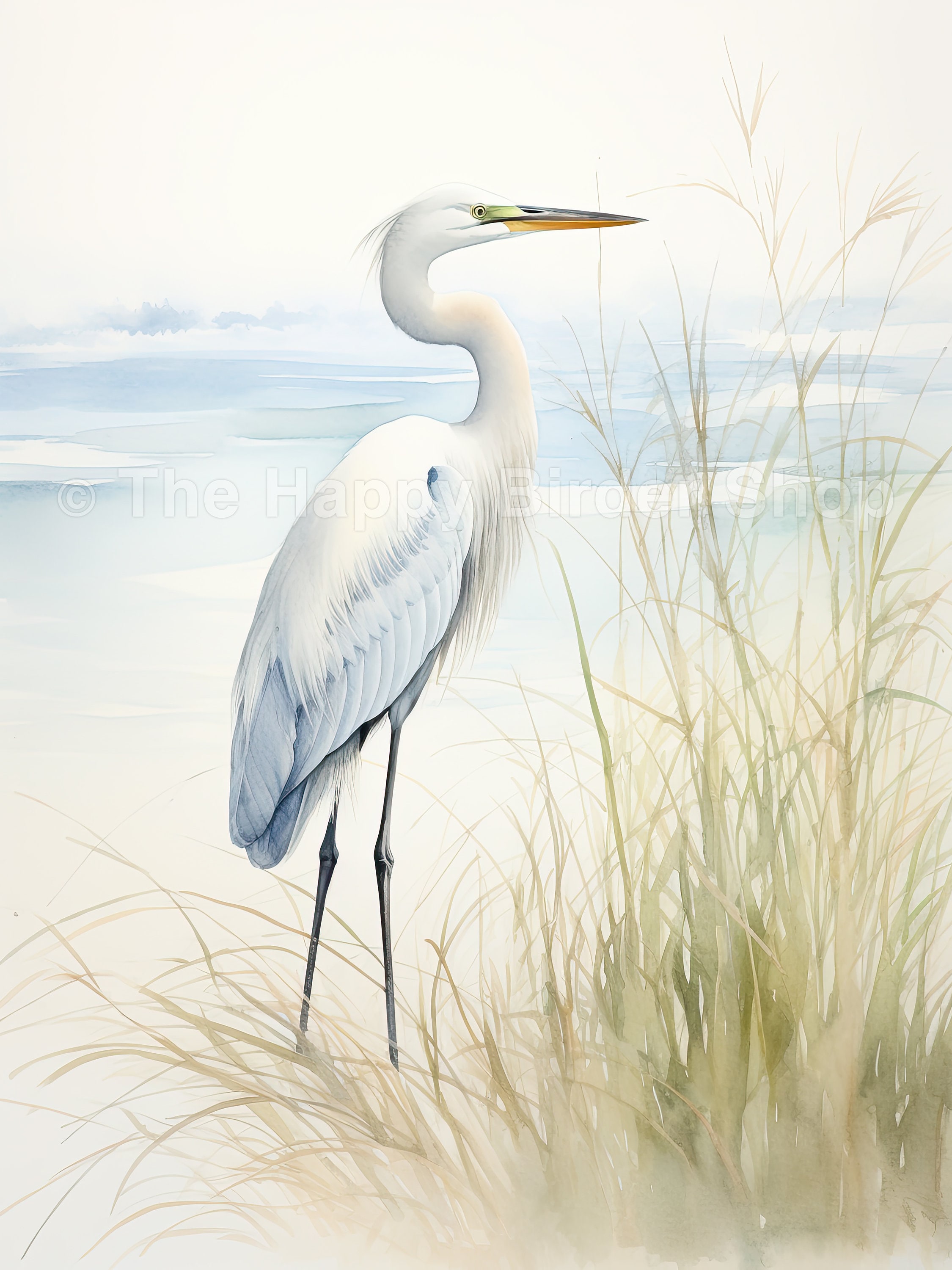 Printable Wall Art Egret Digital Download Heron Art Bird Print Coastal ...