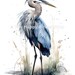 Blue Heron Watercolor Art Print Coastal Decor Beach Wall Art Great Blue ...