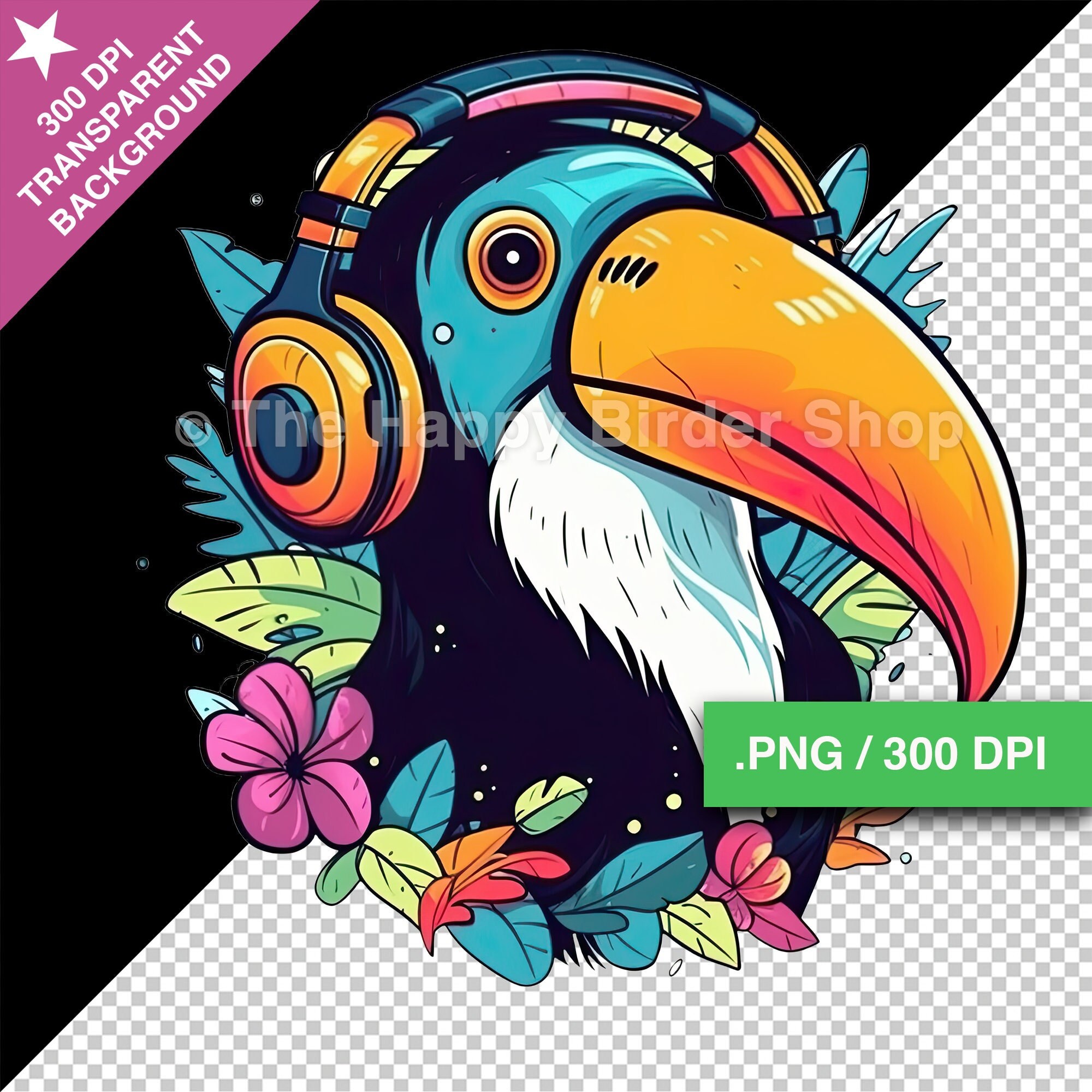 Toucan Clipart Tropical Bird Graphics Jungle Clip Art Instant Download ...