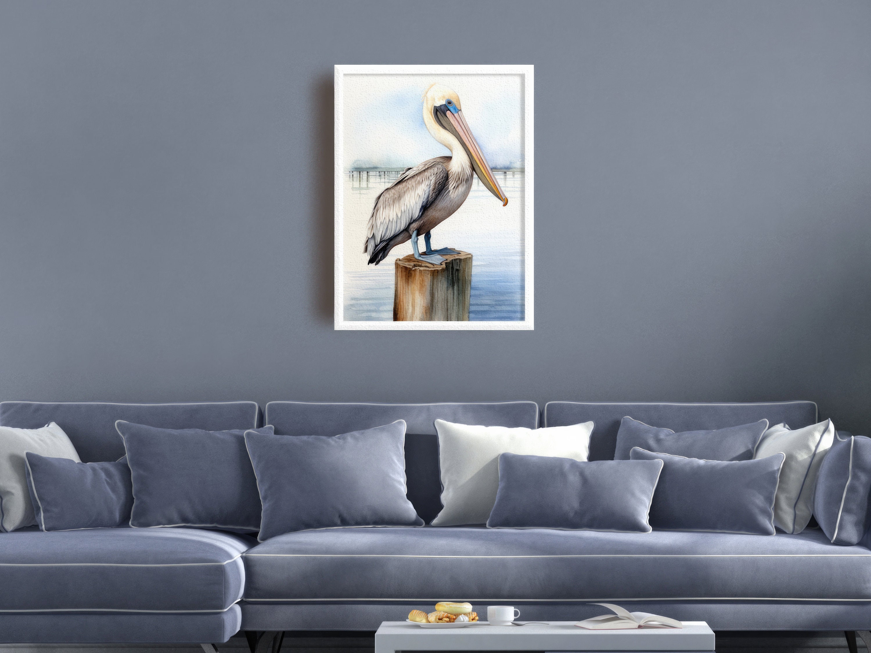 Watercolor Pelican Printable Wall Art Coastal Decor Pelican Art Coastal ...