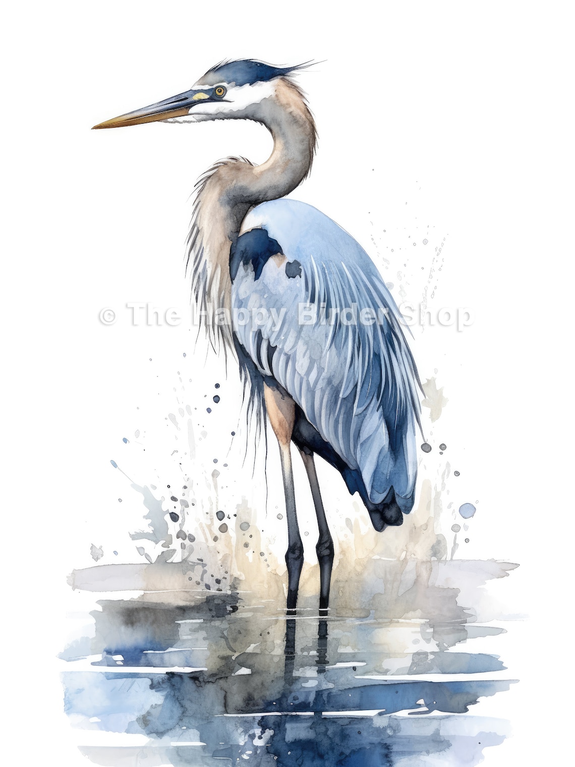 Great Blue Heron Print, Set of 4 Printable Wall Art, Coastal Decor Bird ...