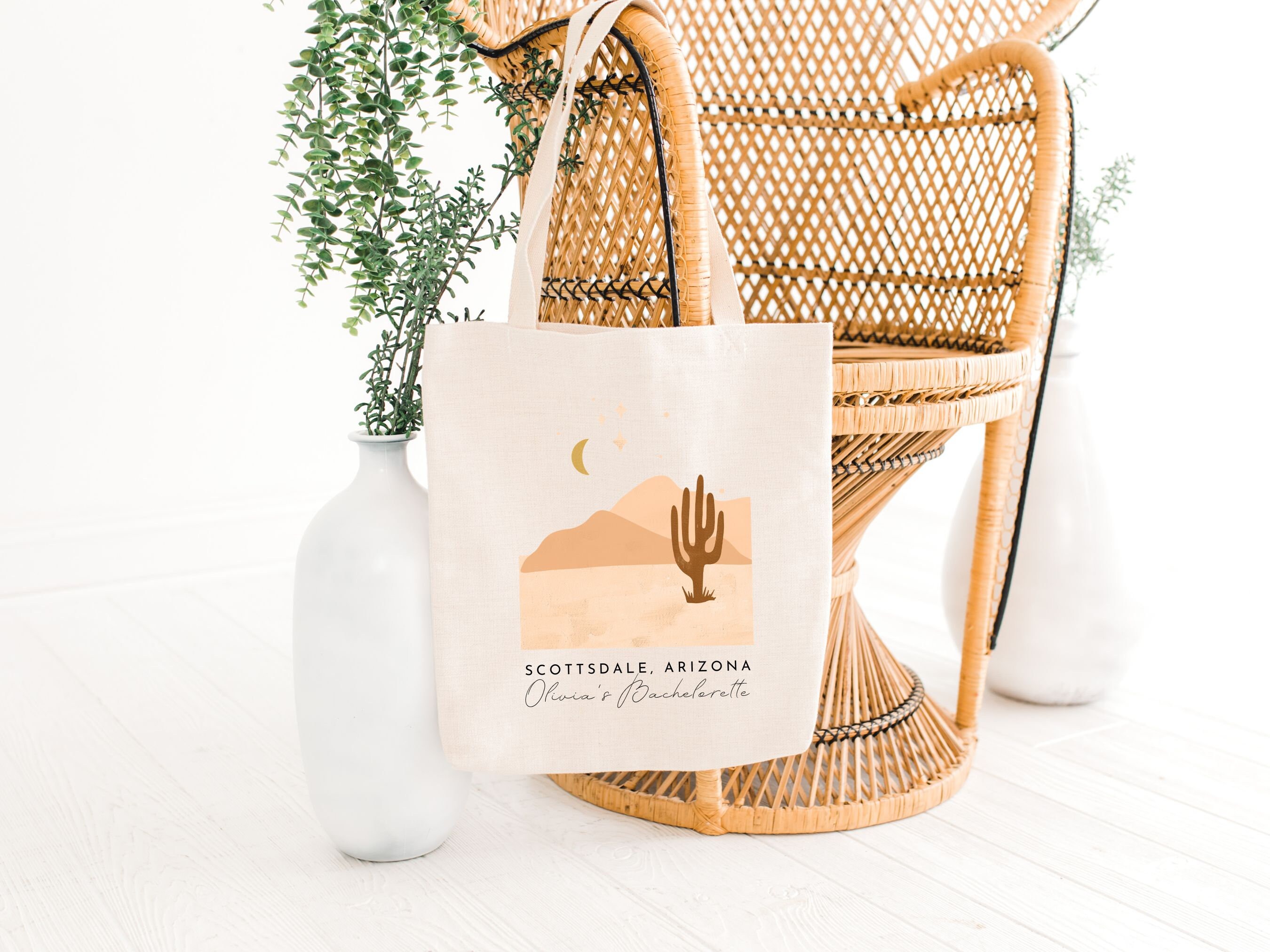 Custom Boho Desert Canvas Tote| Personalized Bridesmaid,custom Tote Bag ...