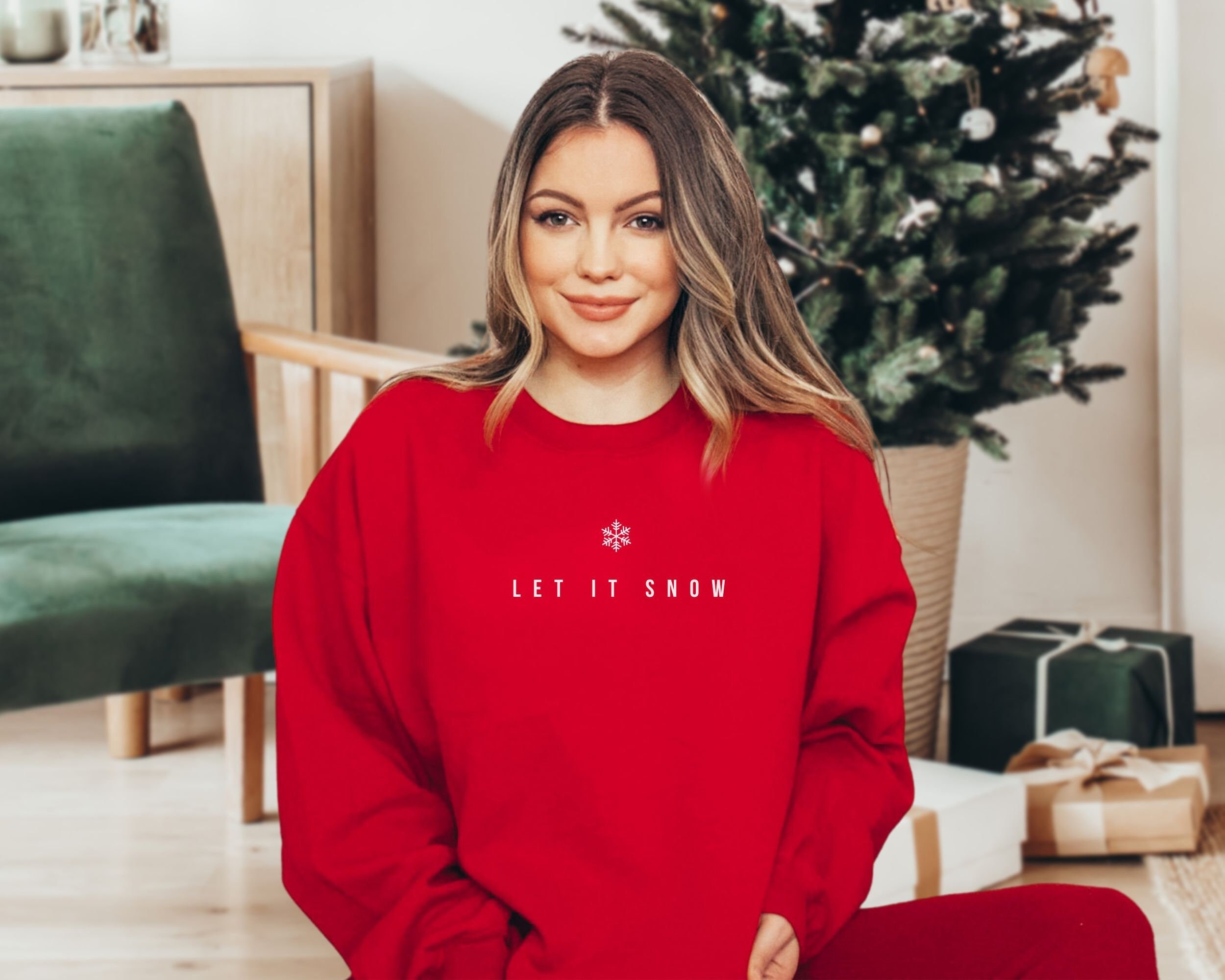 Let It Snow Christmas Sweatshirt Womens Christmas Crewneck - Etsy