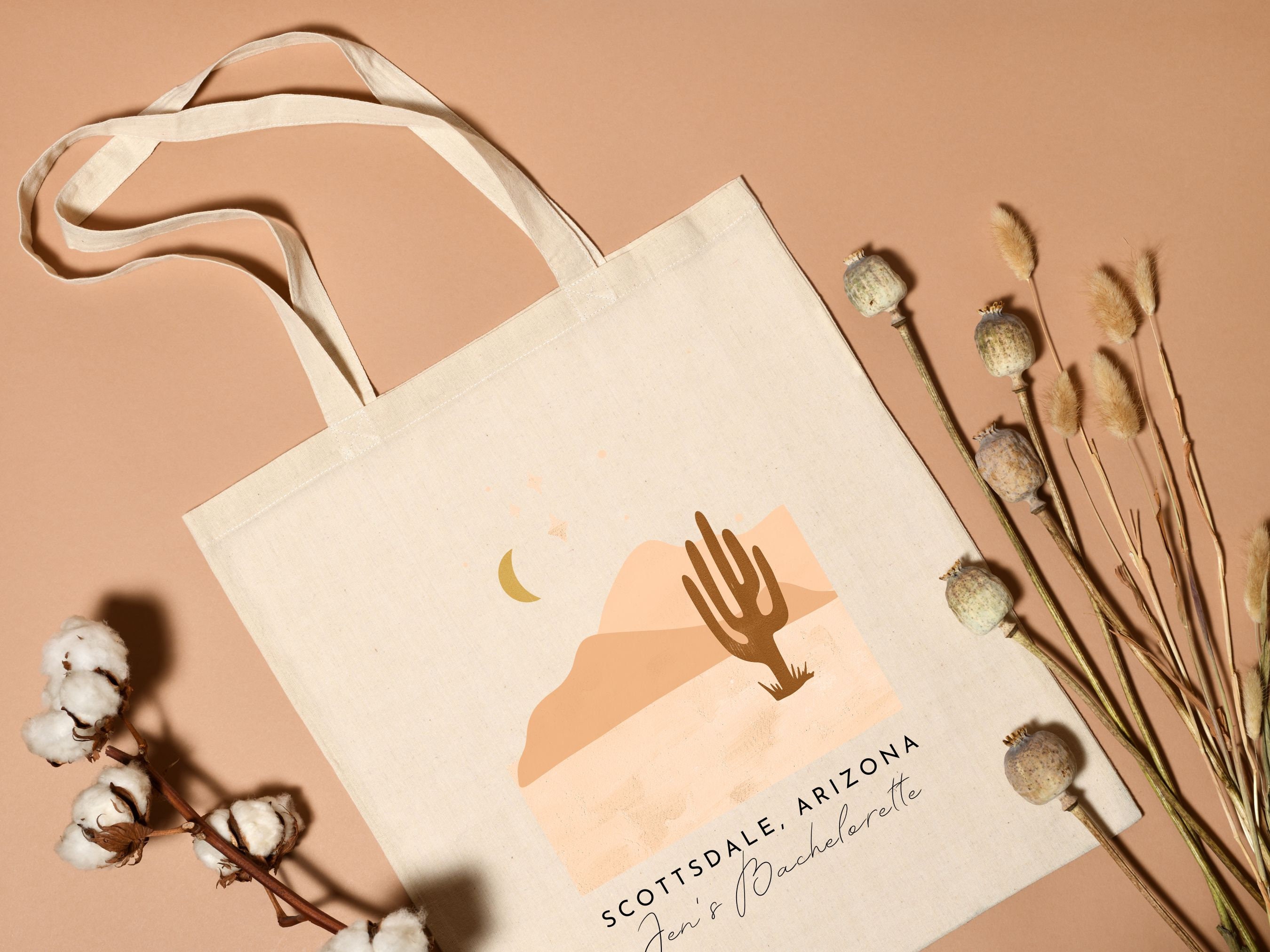 Custom Boho Desert Canvas Tote| Personalized Bridesmaid,custom Tote Bag ...