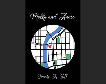 Minimalist Digital Map Drawing, Custom Map - Etsy