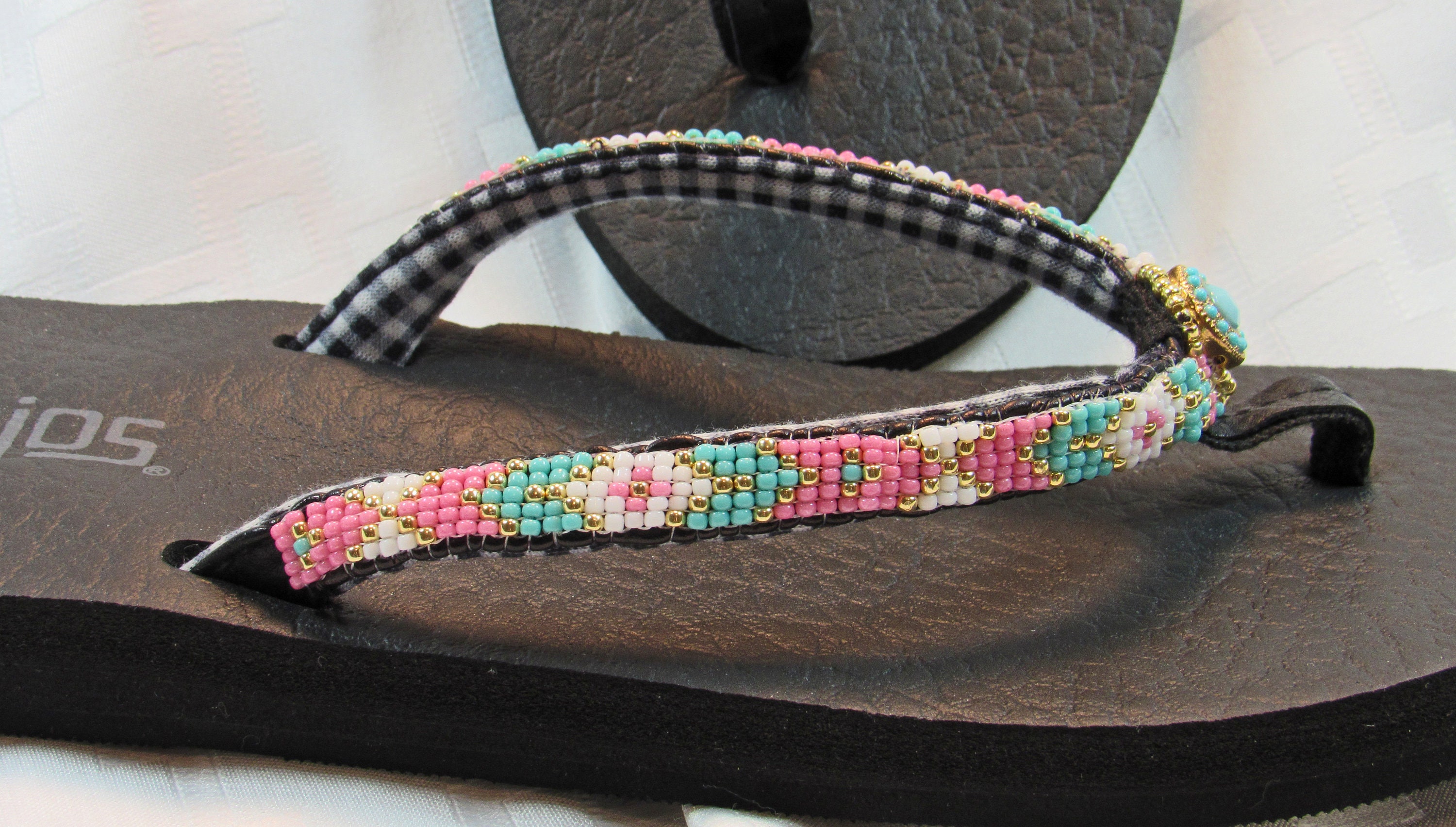 Flip Flop Hand Beaded Flip Flop Southwestern Pattern - Etsy
