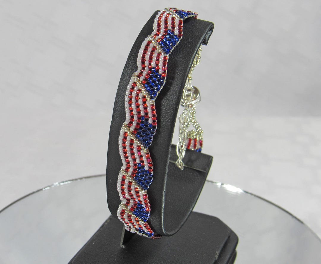 Bracelet - Waving Flag - Thin Band - Silver Magnetic Clasp - Etsy
