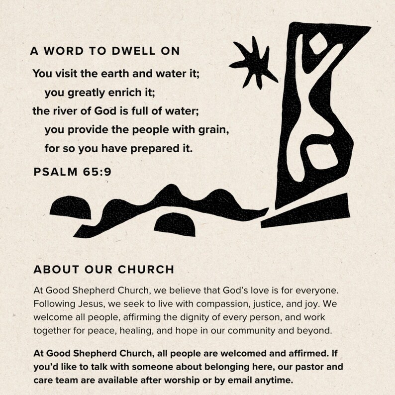 Black & White Church Bulletin Canva Template | 8.5x11 Bifold US Letter ...
