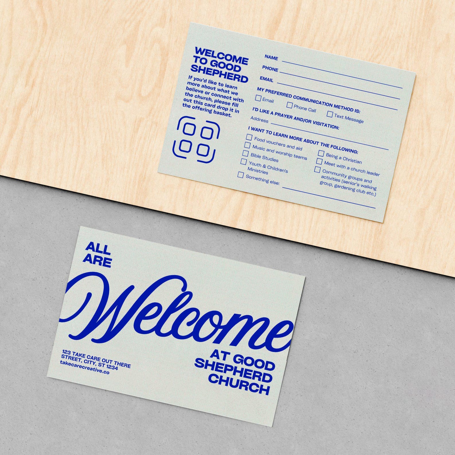 Editable Church Connection Card Template | Modern Calligraphy Postcard ...