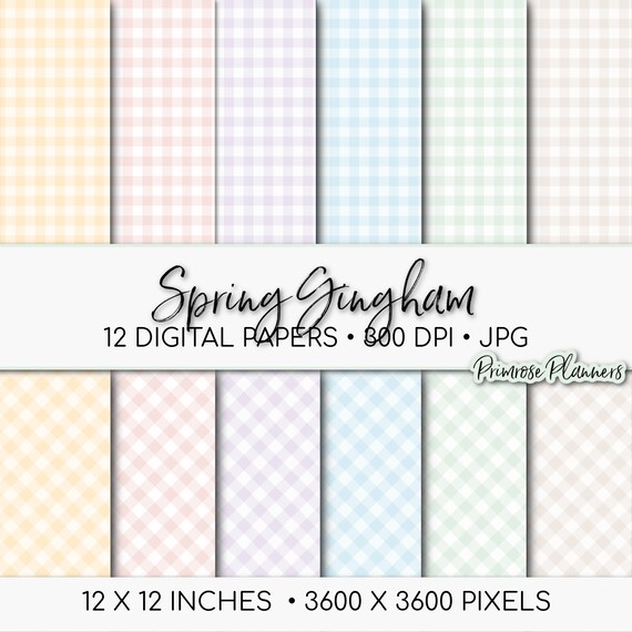 Spring Gingham Digital Paper Pack Printable Digital Paper | Etsy