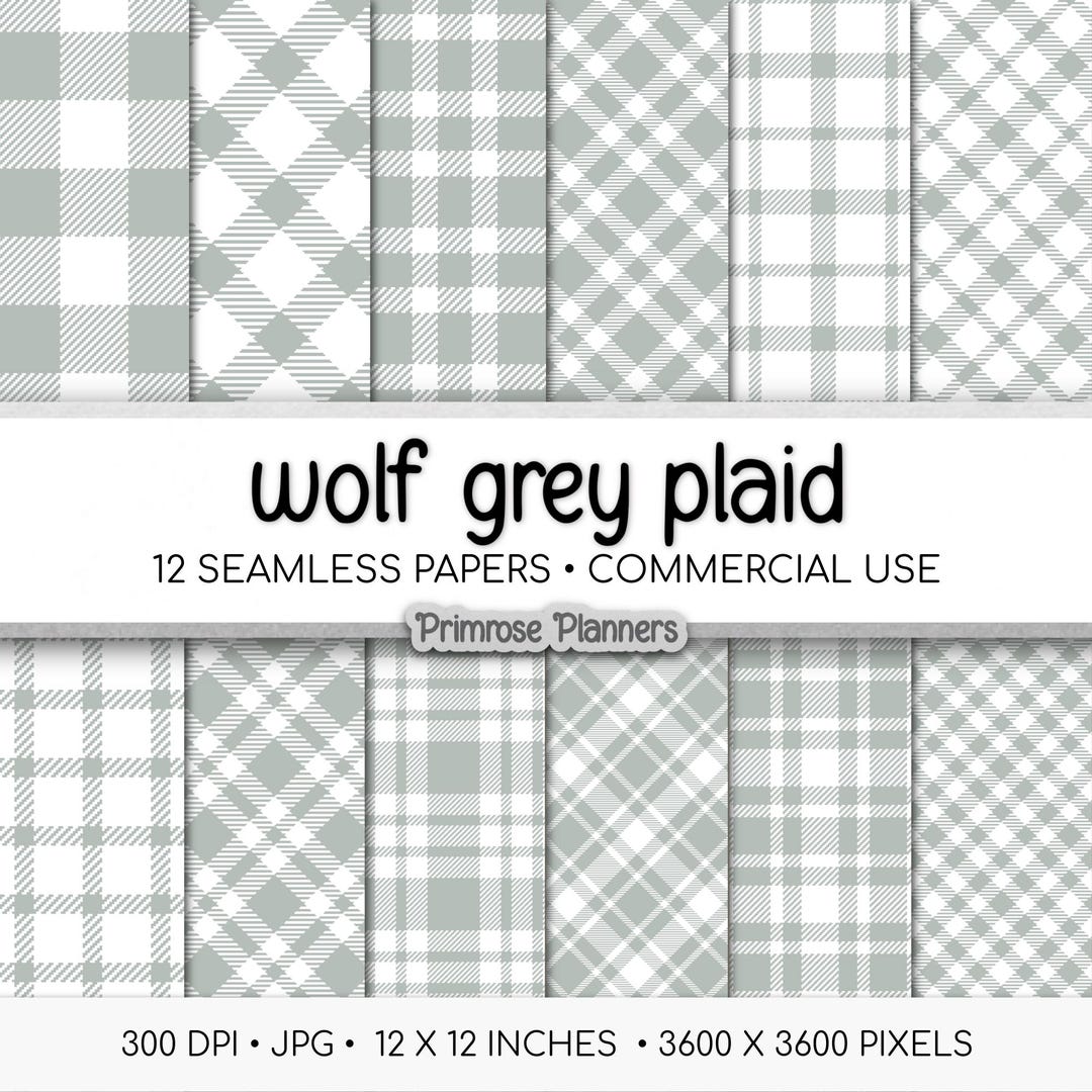 Seamless Grey Plaid Digital Paper, Buffalo Check, Light Gray Tartan ...