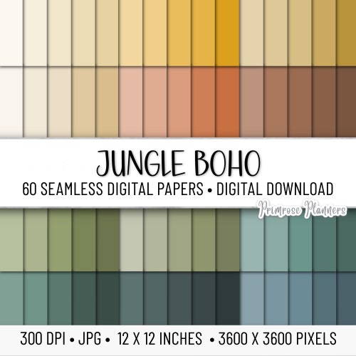 Boho Jungle Solid Digital Paper Pack Digital Boho Paper - Etsy
