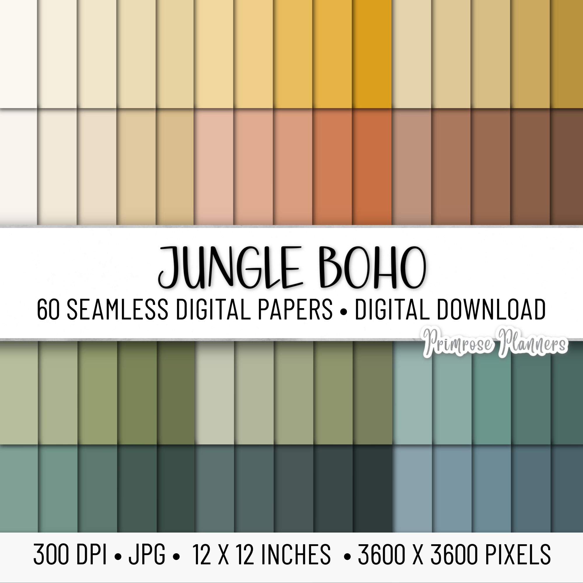 Boho Jungle Solid Digital Paper Pack Digital Boho Paper - Etsy