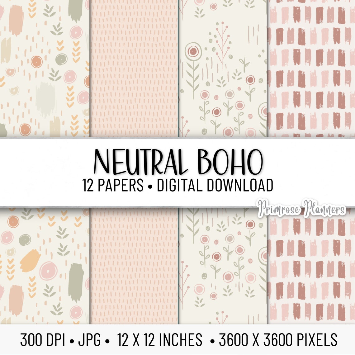 Neutral Boho Digital Paper Pack Digital Tan and Brown Paper - Etsy
