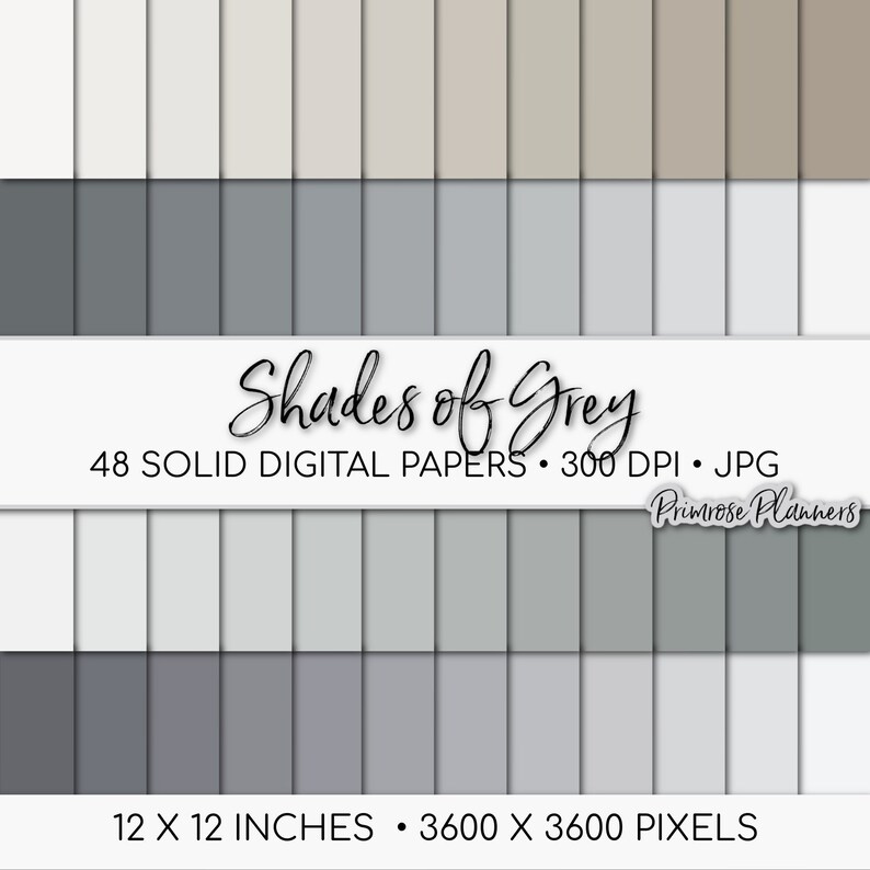Shades of Grey Solid Digital Paper Pack Plain Background | Etsy Canada