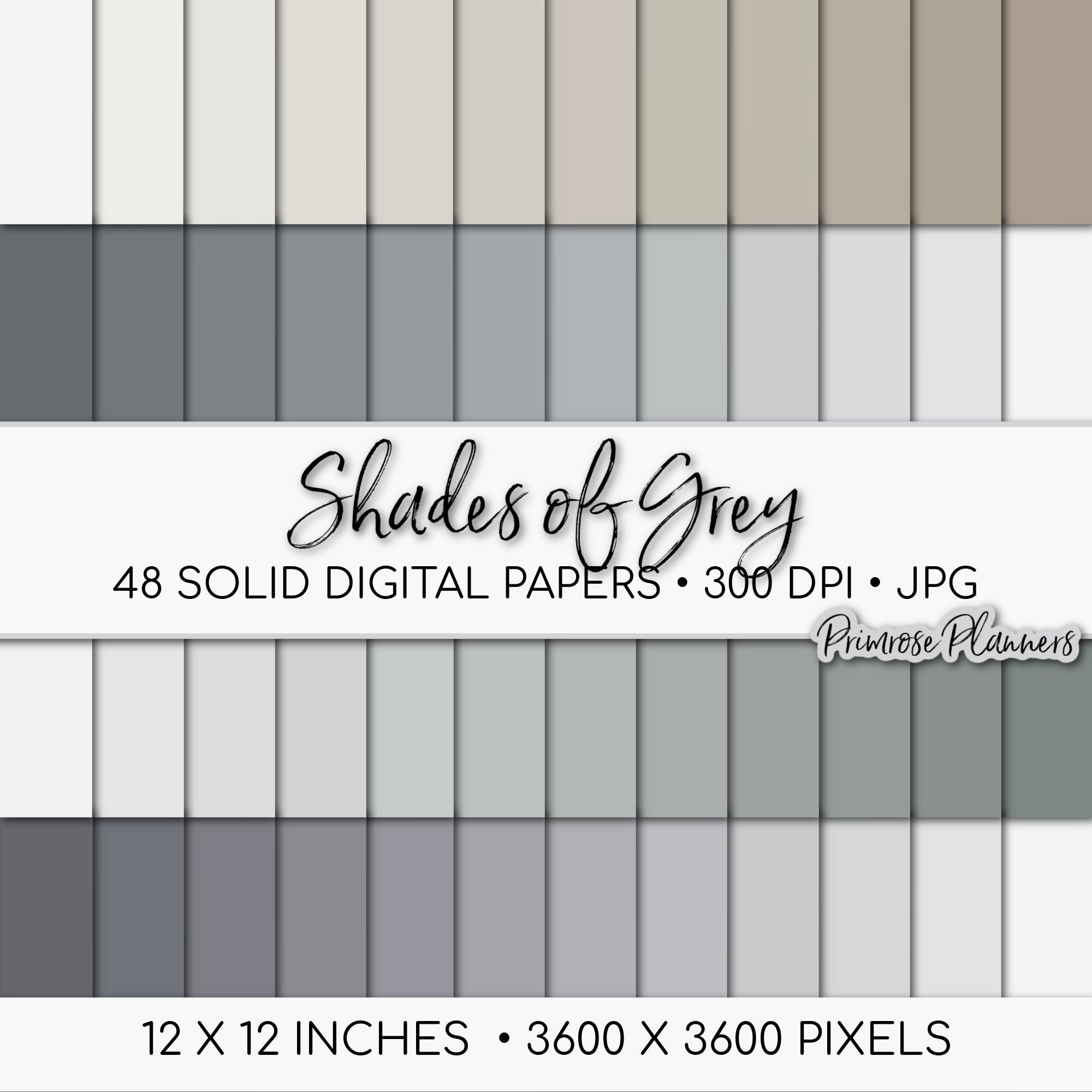 Shades of Grey Solid Digital Paper Pack Plain Background | Etsy Canada