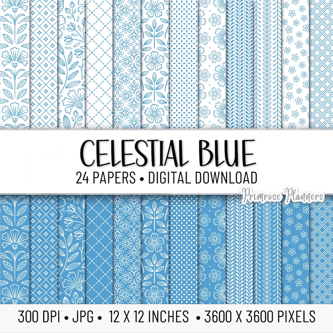 BLUE Patterns Digital Paper Pack | Digital Striped Paper | Printable Scrapbook Paper | Base ...