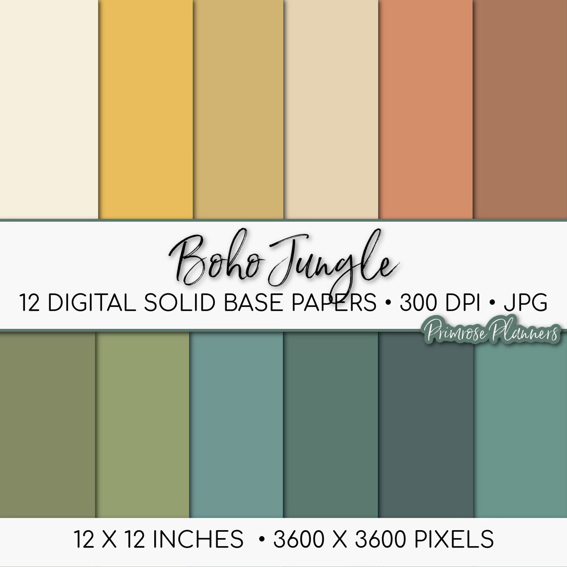 Boho Jungle Solid Digital Paper Pack Digital Boho Paper | Etsy