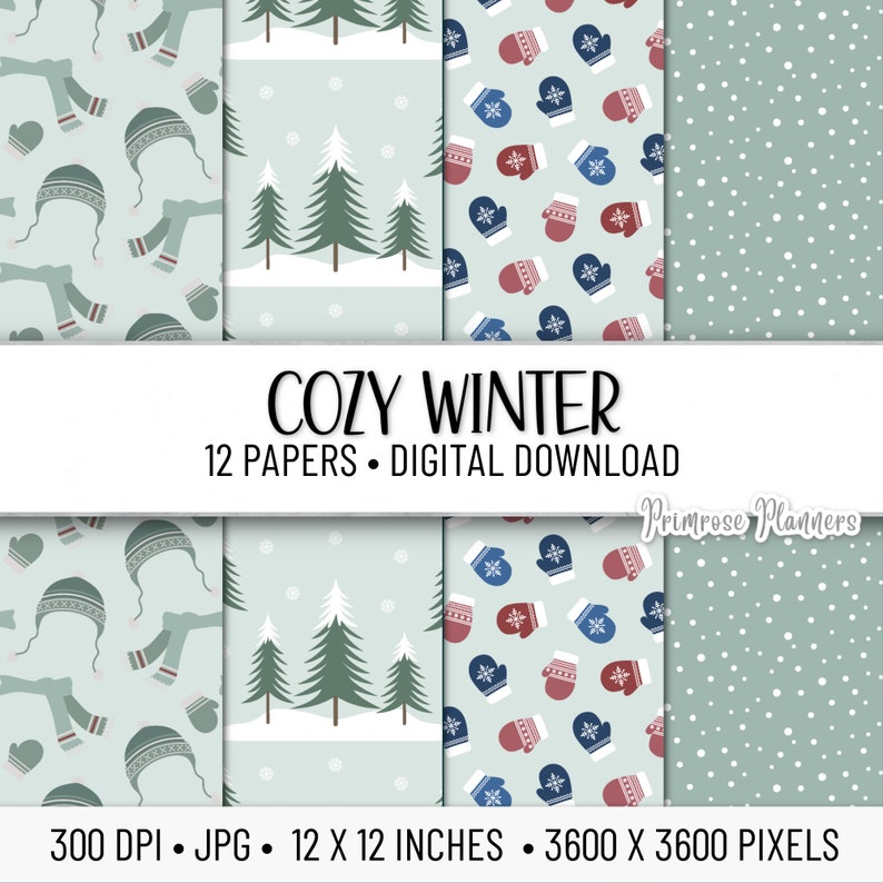 Cozy Winter Digital Paper Pack Snow Digital Paper - Etsy