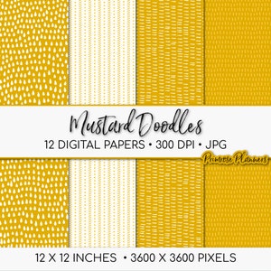 Mustard Doodles Digital Paper Pack Mustard Pattern Paper - Etsy