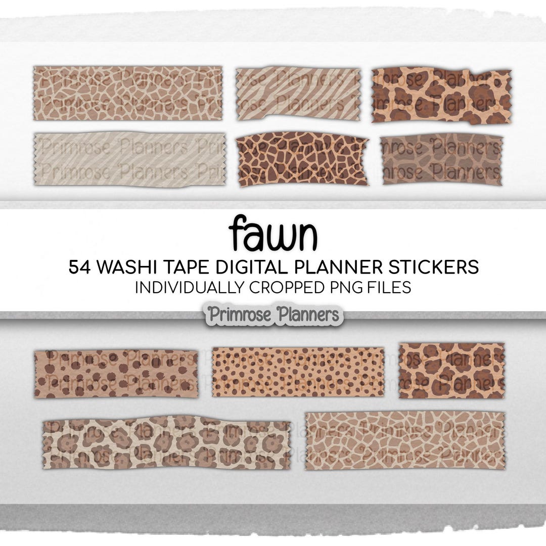 Neutral Animal Print Washi, Leopard Zebra Giraffe Stickers, Beige Taupe ...