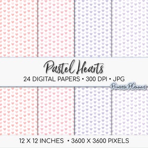 Pastel Hearts Confetti Digital Paper Pack Digital Heart - Etsy