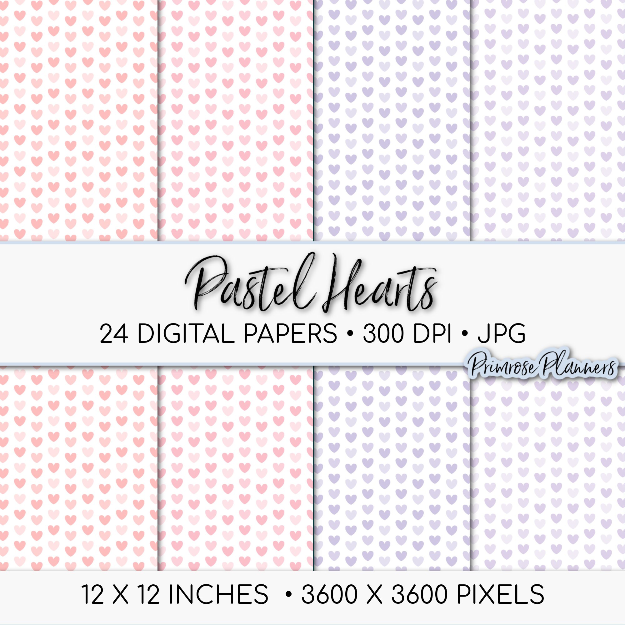 Pastel Hearts Confetti Digital Paper Pack Digital Heart - Etsy
