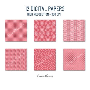 CORAL Pink Patterns Digital Paper Pack | Digital Striped Paper ...