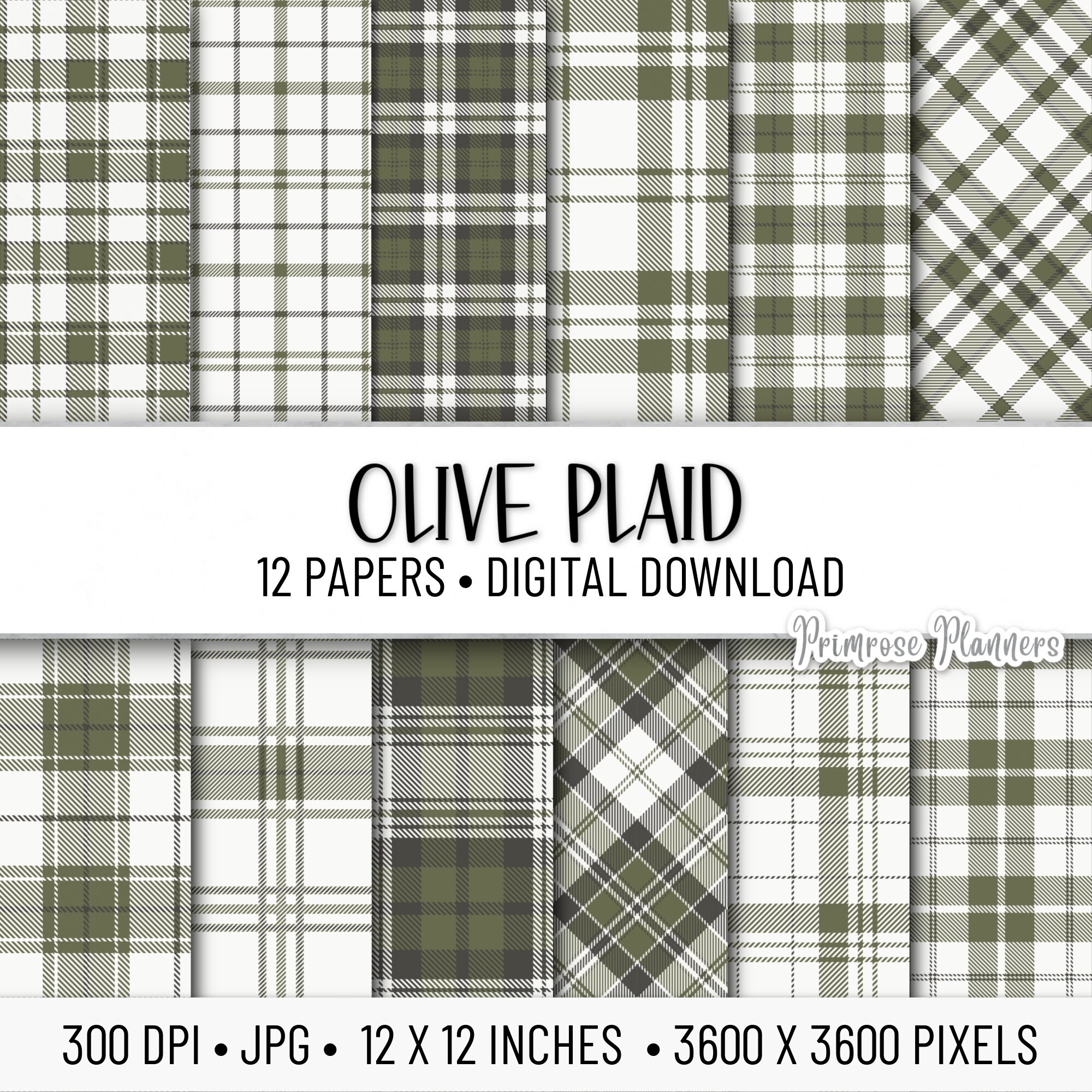 Olive Plaid Digital Paper Pack Digital Plaid Paper Tartan - Etsy