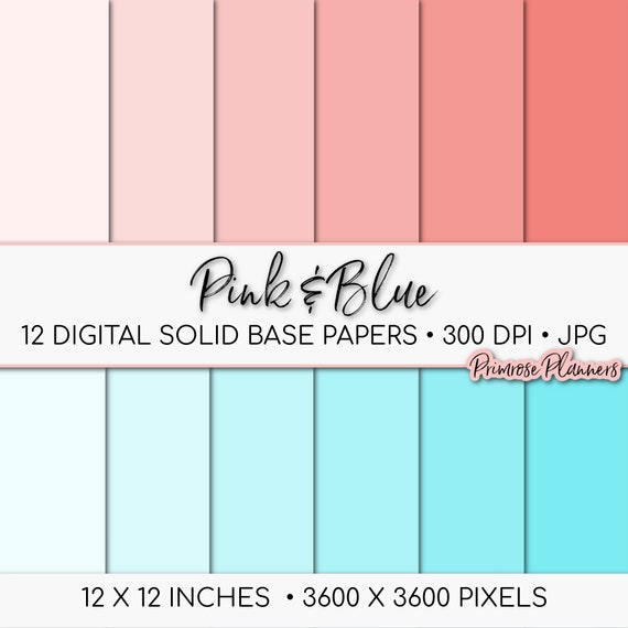 Collage Blue Solid Digital Paper Pack Base Paper Digital Solid Paper ...