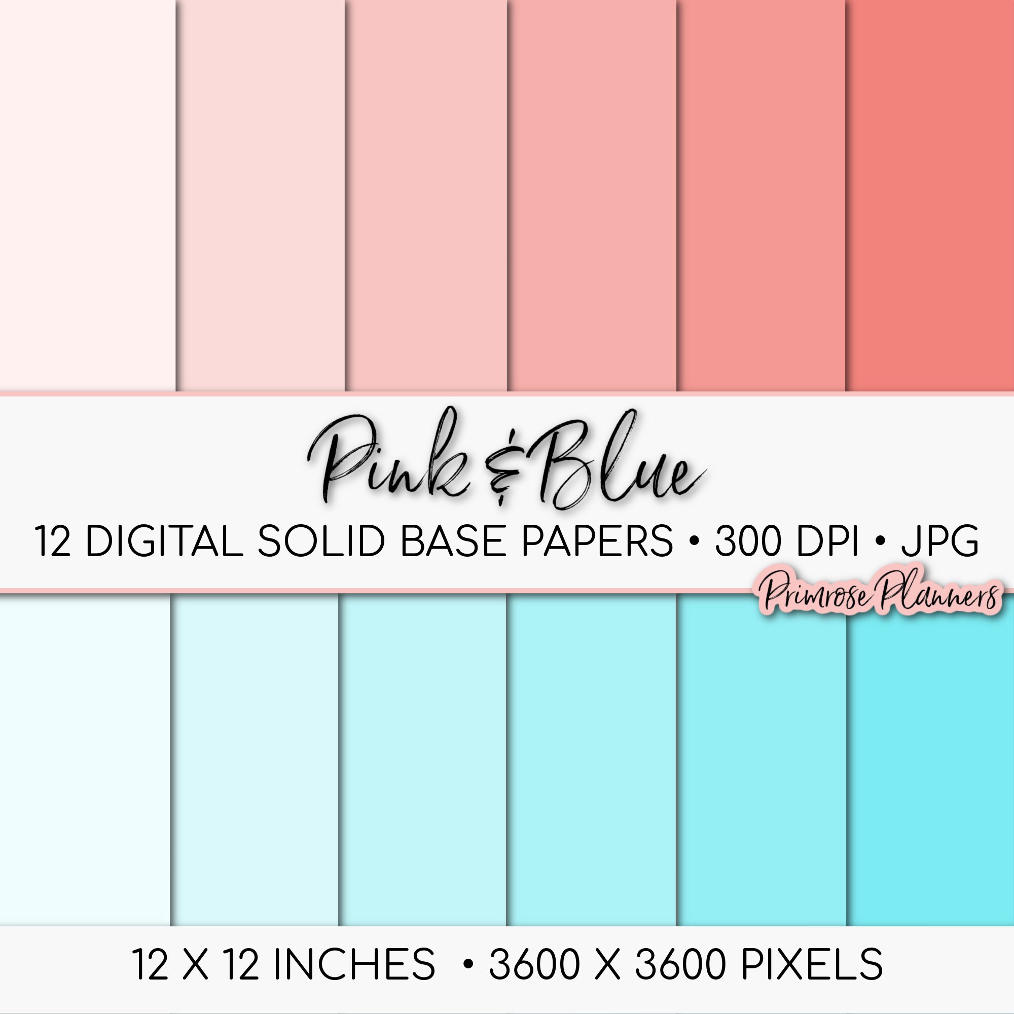 Pink and Blue Solid Digital Paper Pack Plain Blue Background | Etsy
