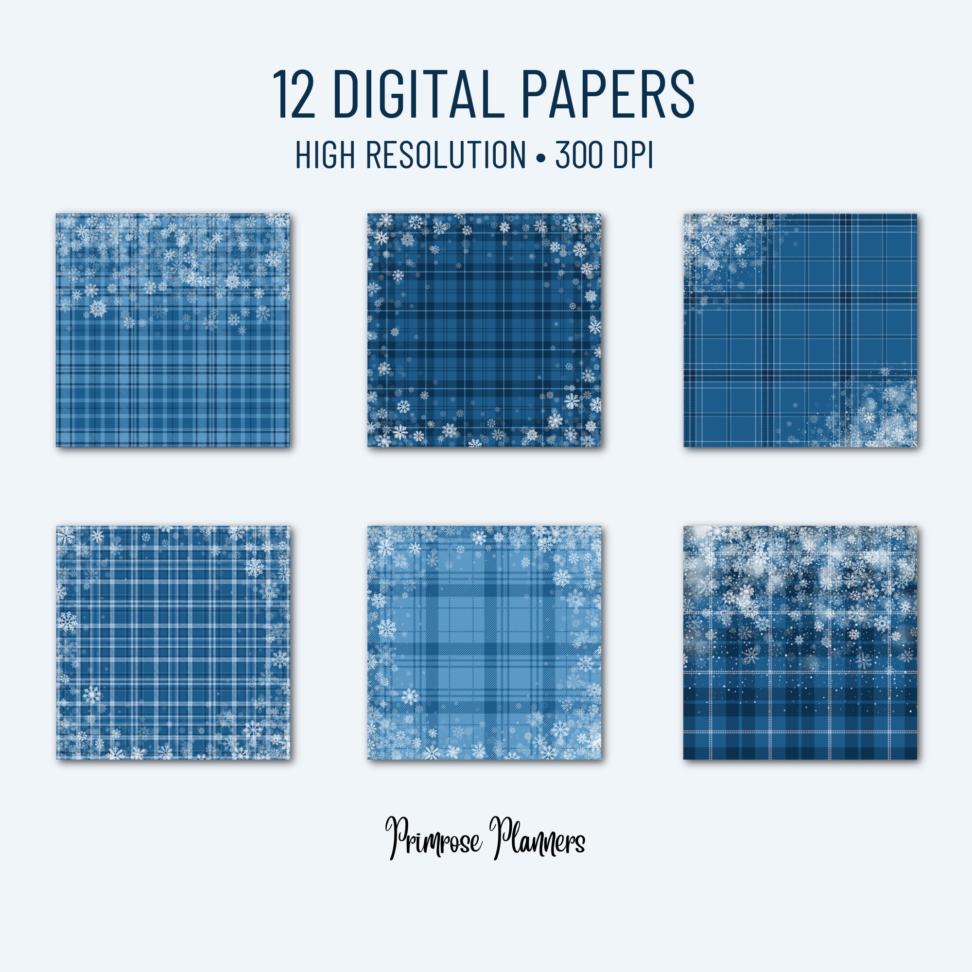 Snowflake Plaid Digital Paper Pack Digital Plaid Paper - Etsy