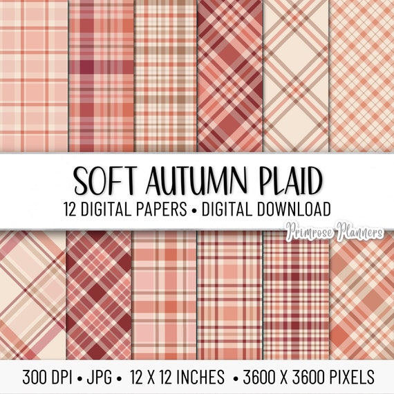 Soft Autumn Plaid Digital Paper Pack Digital Blush and Sage - Etsy