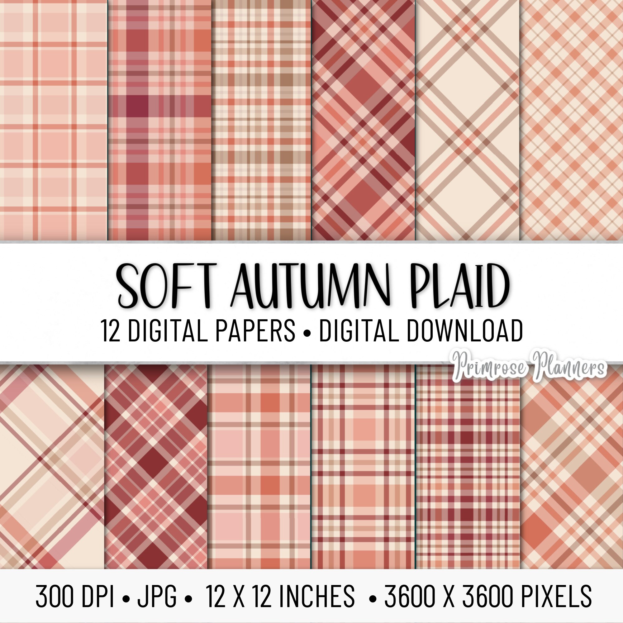 Soft Autumn Plaid Digital Paper Pack Digital Blush and Sage - Etsy