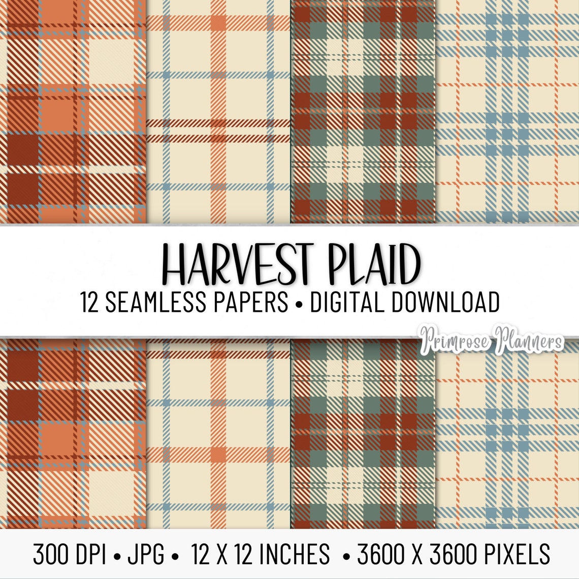 Harvest Autumn Tartan Digital Paper Pack Printable Digital - Etsy