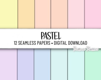 Pastel Solid Digital Paper Pack Digital Papers / Printable Backgrounds ...