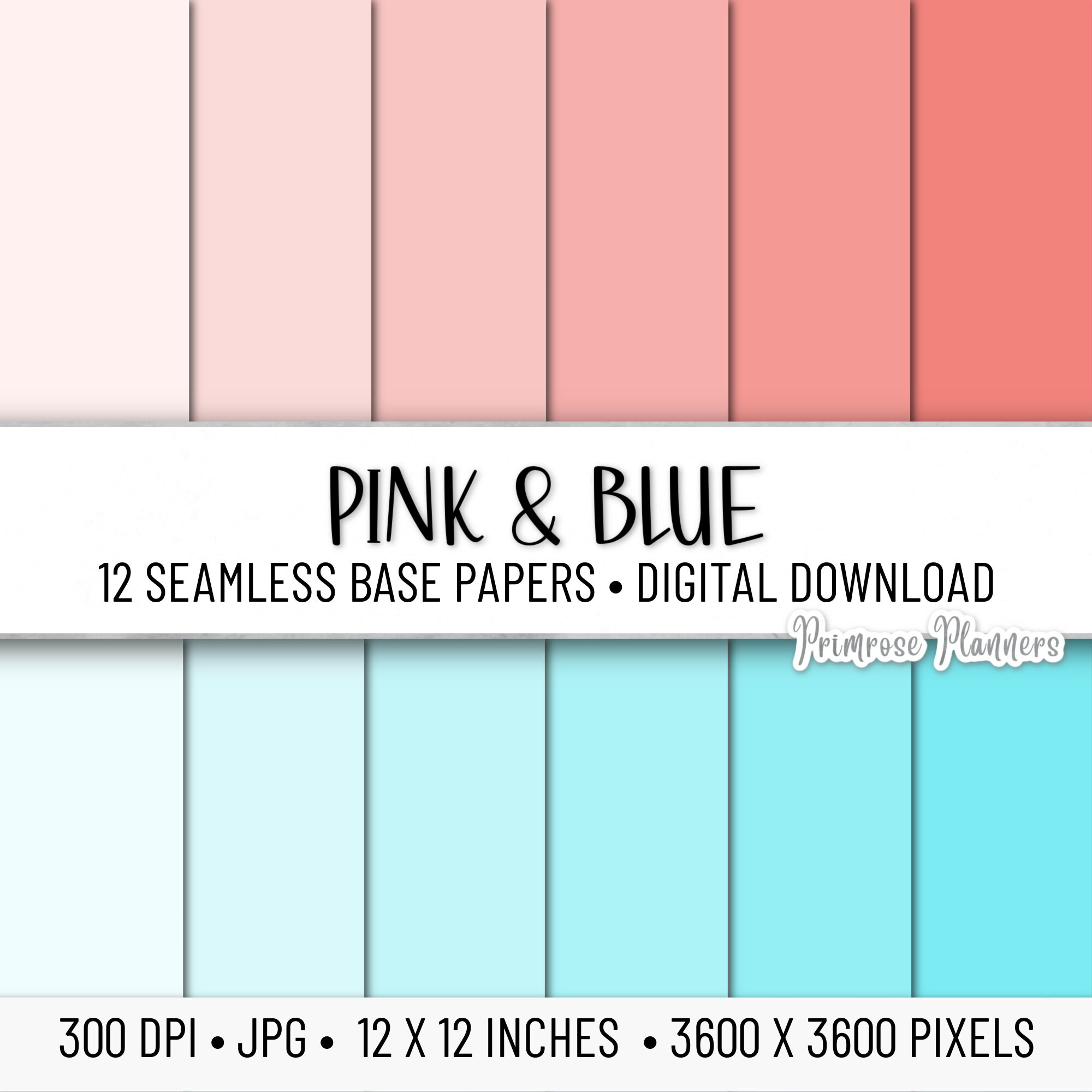 Pink and Blue Solid Digital Paper Pack Plain Blue Background - Etsy