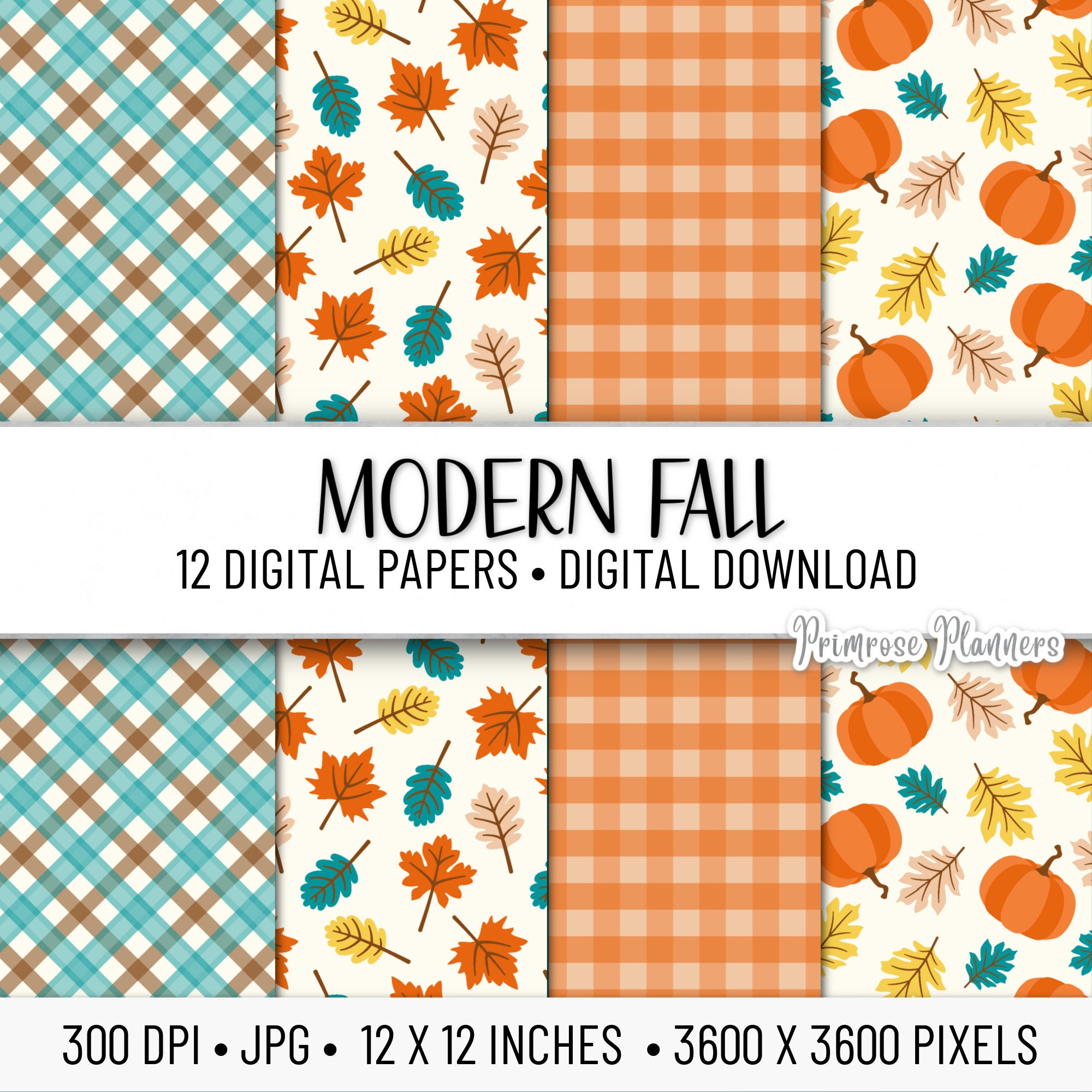 Modern Fall Digital Paper Pack Digital Plaid Paper Autumn - Etsy