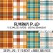 Pumpkin Tartan Digital Paper Pack | Digital Orange and Teal Paper ...