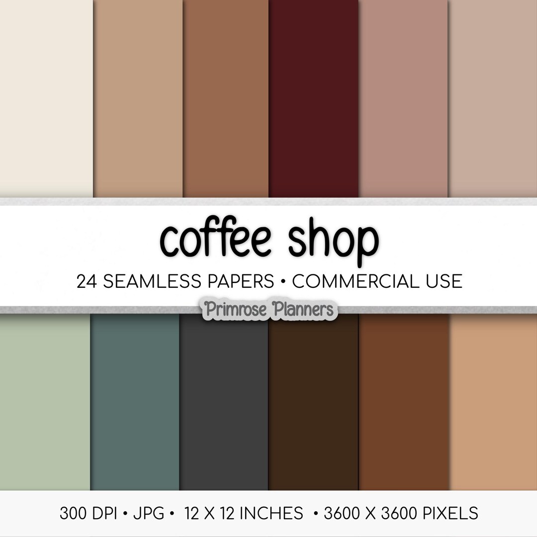 Coffee Shop Aesthetic Digital Paper | Muted Solid Colors Seamless ...