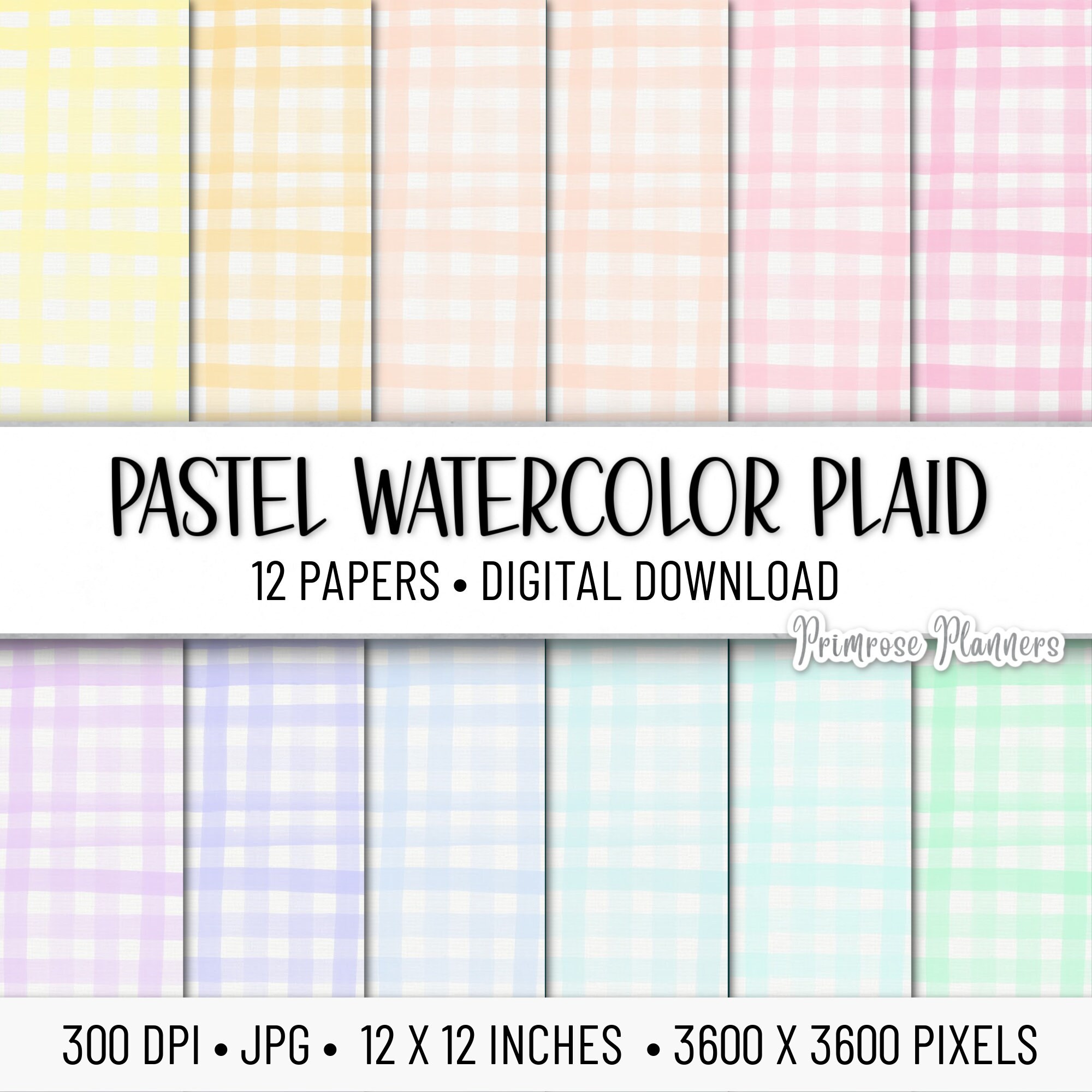 Pastel Watercolor Plaid Digital Paper Pack Digital - Etsy